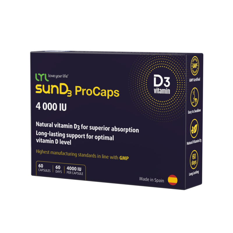 sunD3 ProCaps 4000 IU Highly Effective Vitamin D3 in Capsules – LYL
