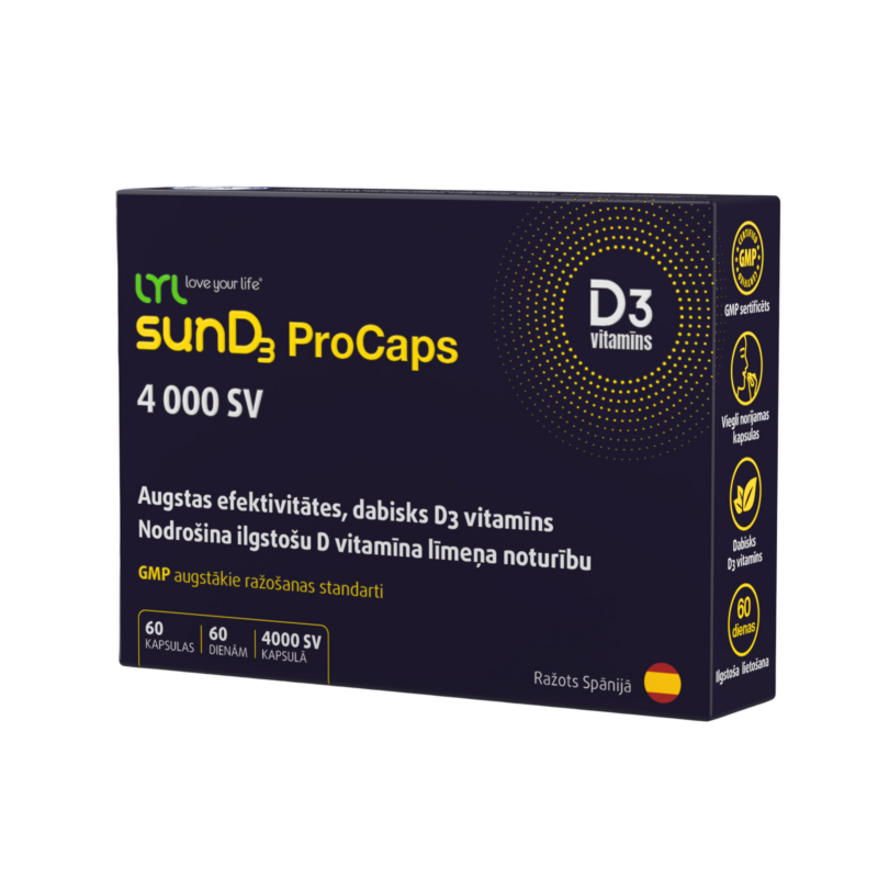 sunD3 ProCaps 4000 SV augsti efektīvs D3 vitamīns kapsulās – LYL